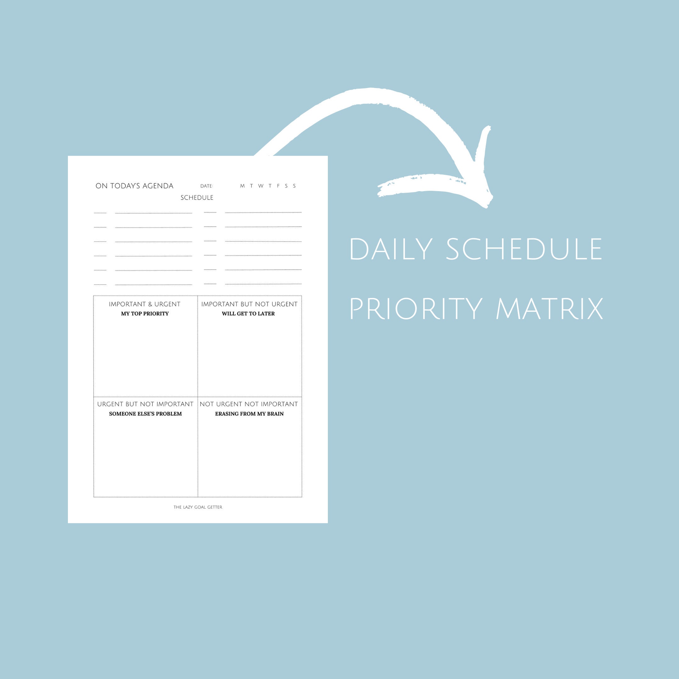 Printable Daily Schedule Priority Matrix, Eisenhower Matrix, Efficient ...