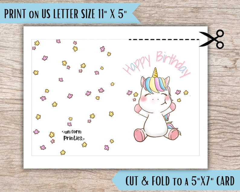 Printable Unicorn Birthday Card Instant Download - Etsy Canada