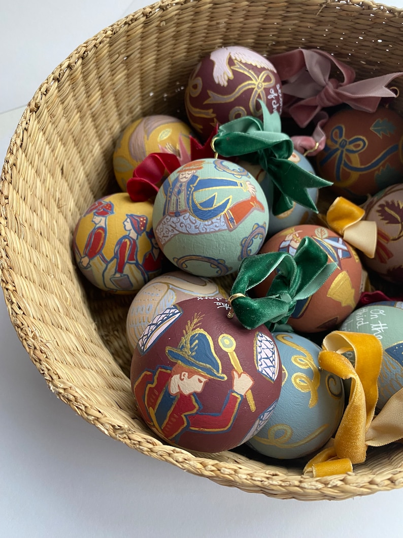 Individual - Twelve Days of Christmas Baubles Hand Painted - Etsy UK