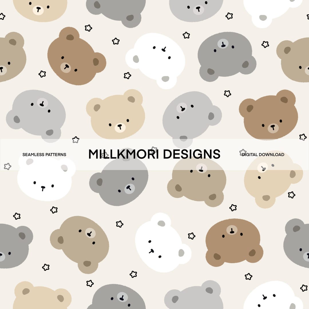Seamless Cute Bear Mini Stars Pattern, Animal Fabric Pattern, Cute ...
