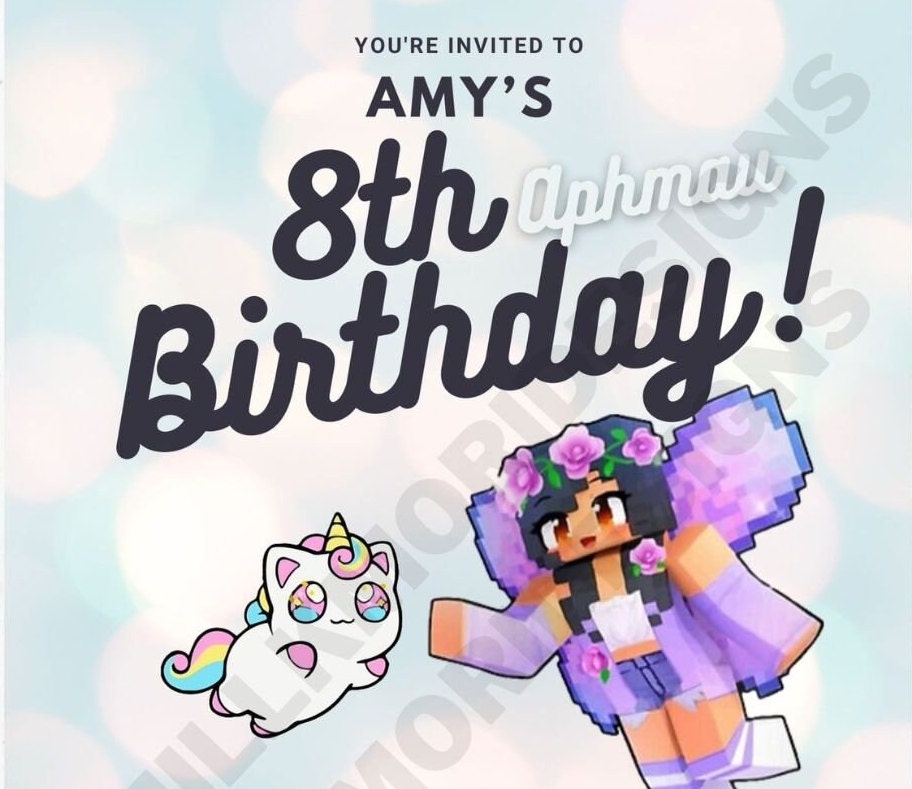 Aphmau Meemeow Party Invitation - Editable Digital Template - Instant ...