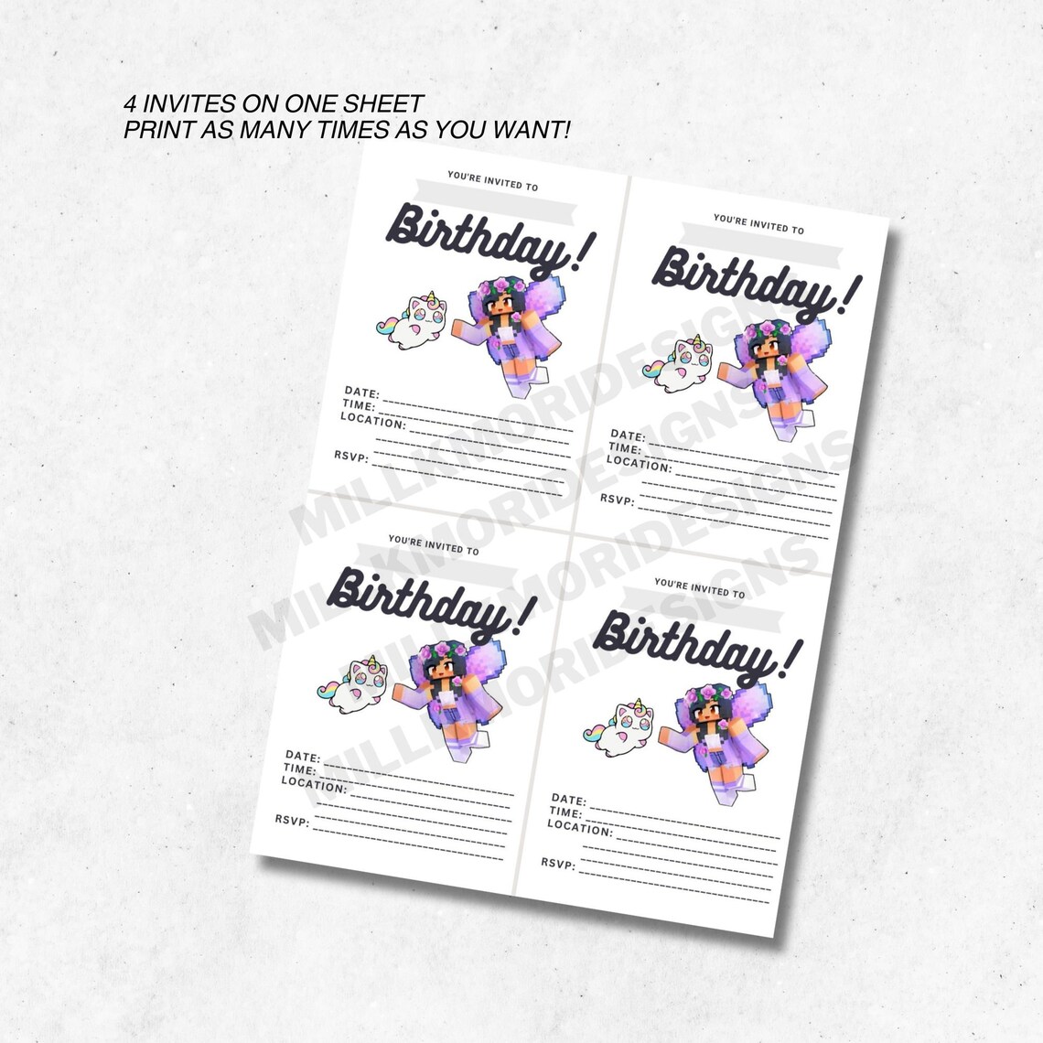 BLANK Aphmau Meemeow Party Invitation - Printable - Etsy