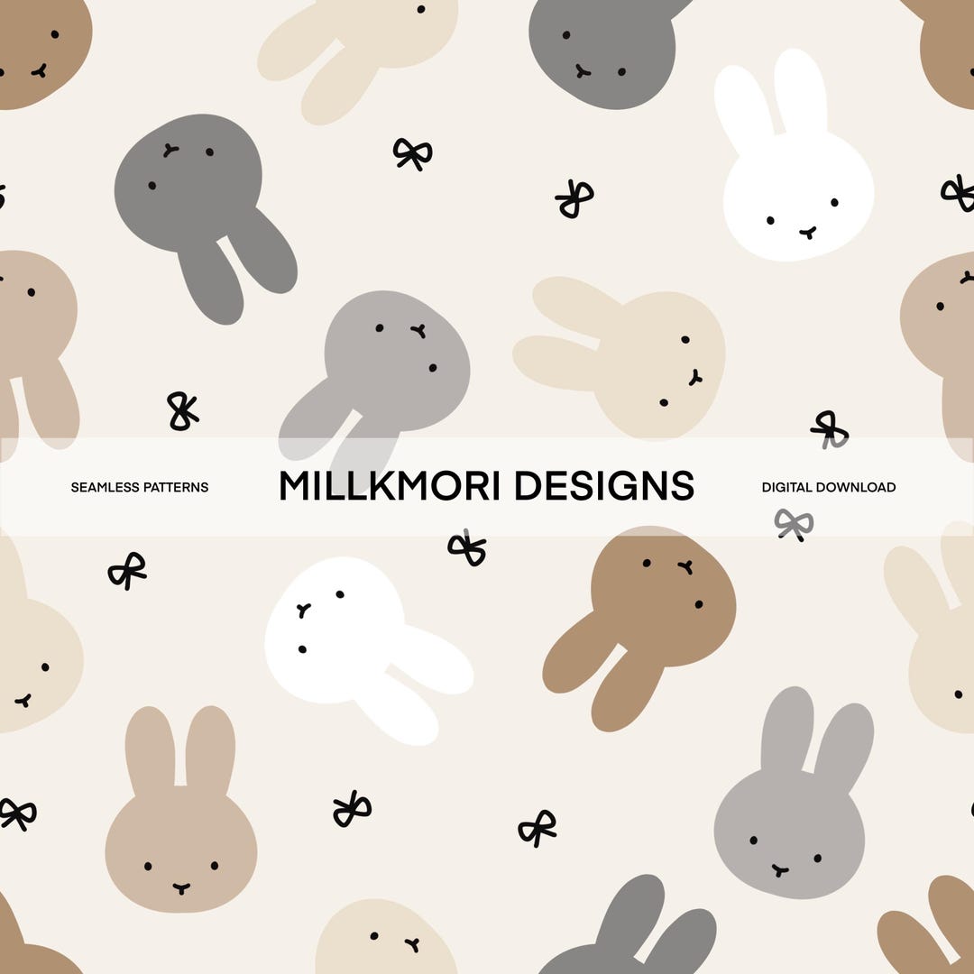 Seamless Cute Bunny Coquette Pattern, Animal Fabric Pattern, Cute ...