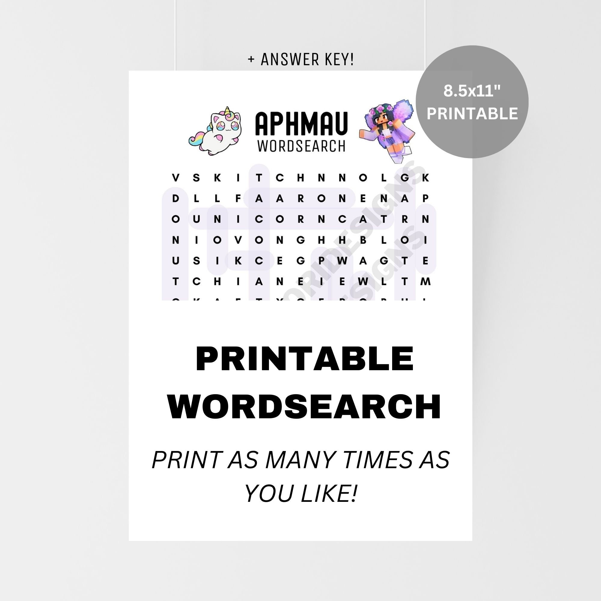 Aphmau Meemeow Wordsearch Activity Printable / Digital Printables ...