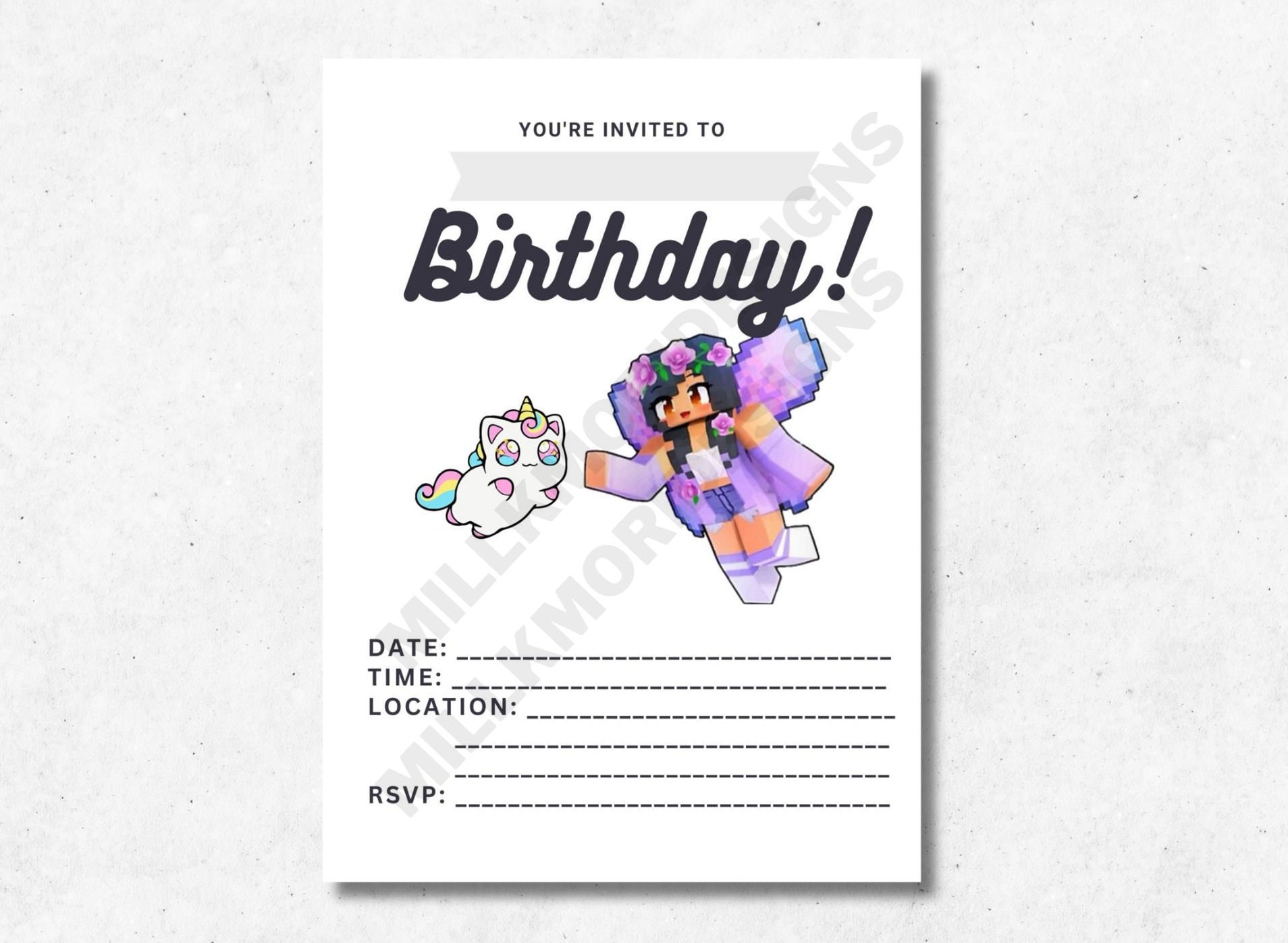 BLANK Aphmau Meemeow Party Invitation - Printable - Etsy Australia