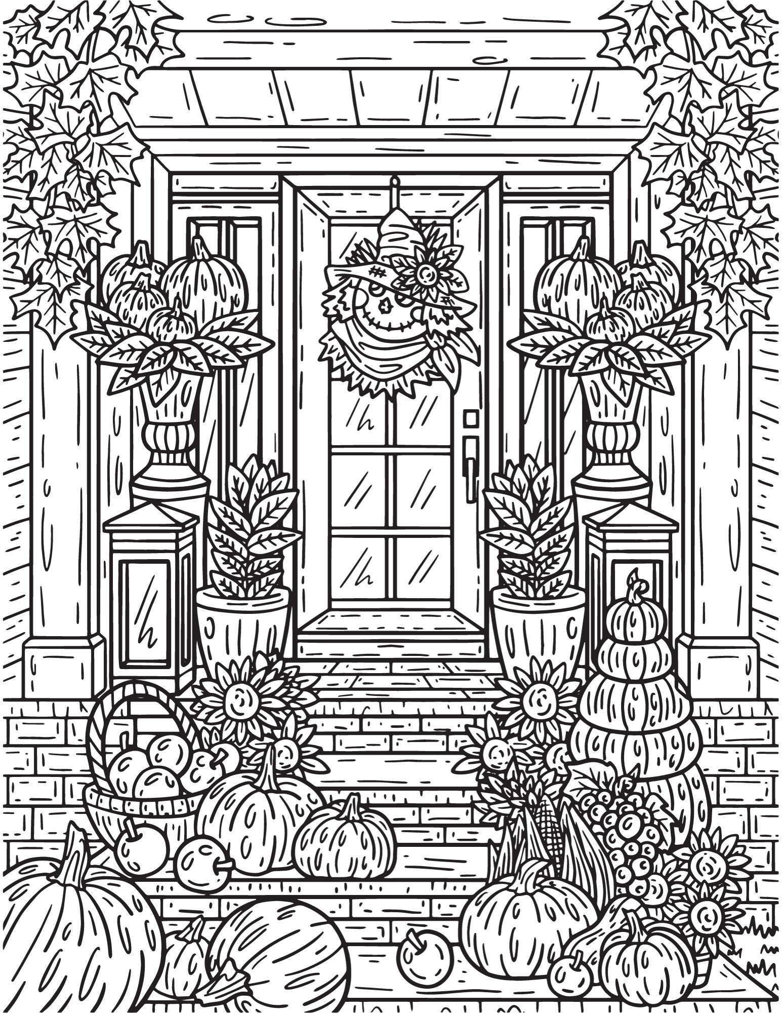 Adult Fall Themed Coloring Pages - Etsy