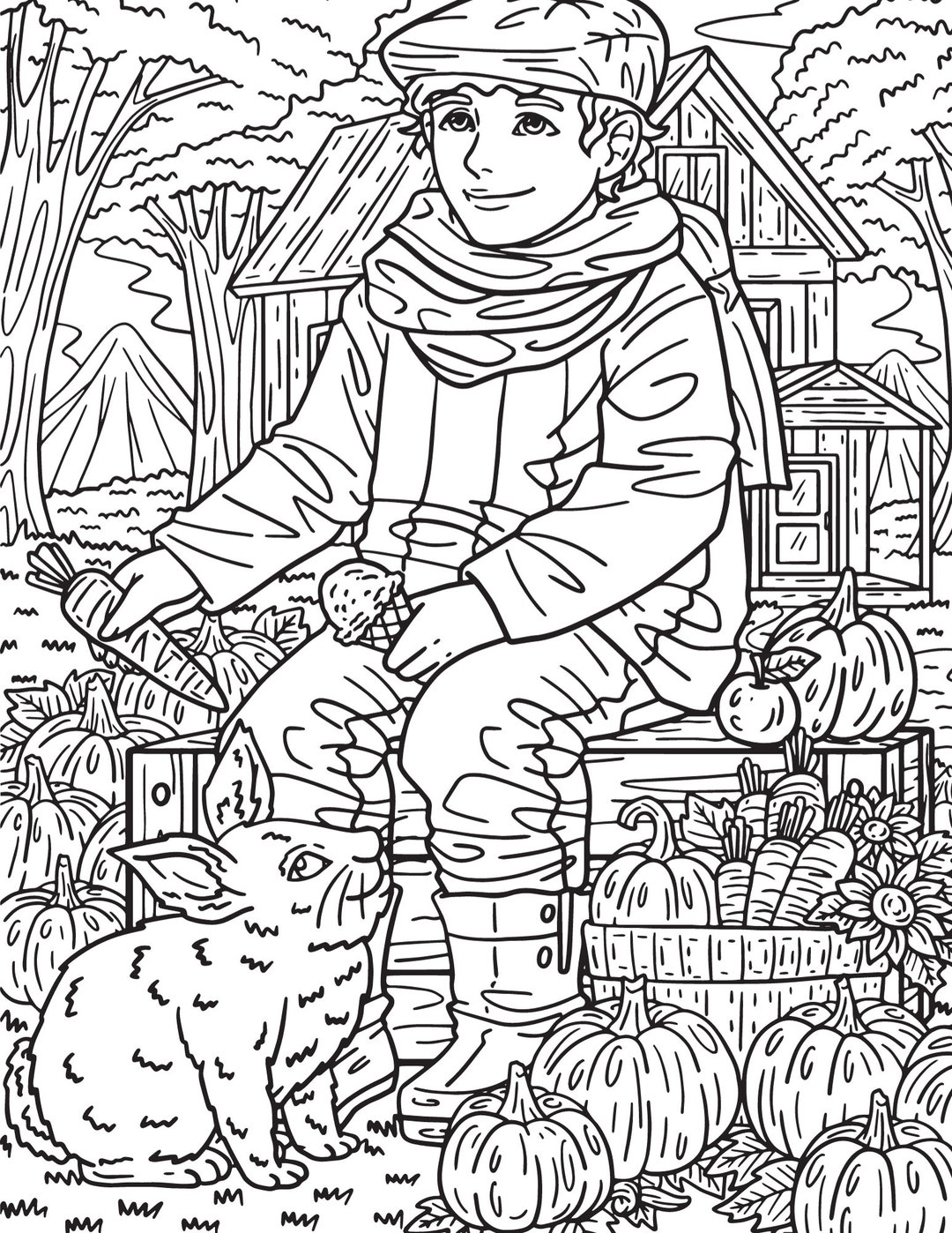 Adult Fall Themed Coloring Pages - Etsy