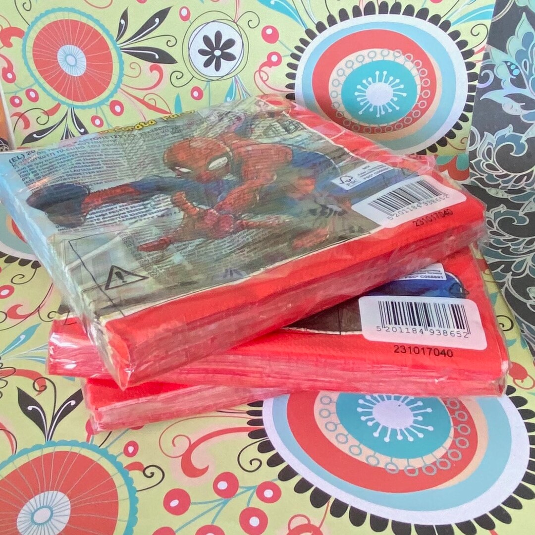 Marvel Spiderman 3 Packets of Napkins 20 per Pack Can Be Used for ...