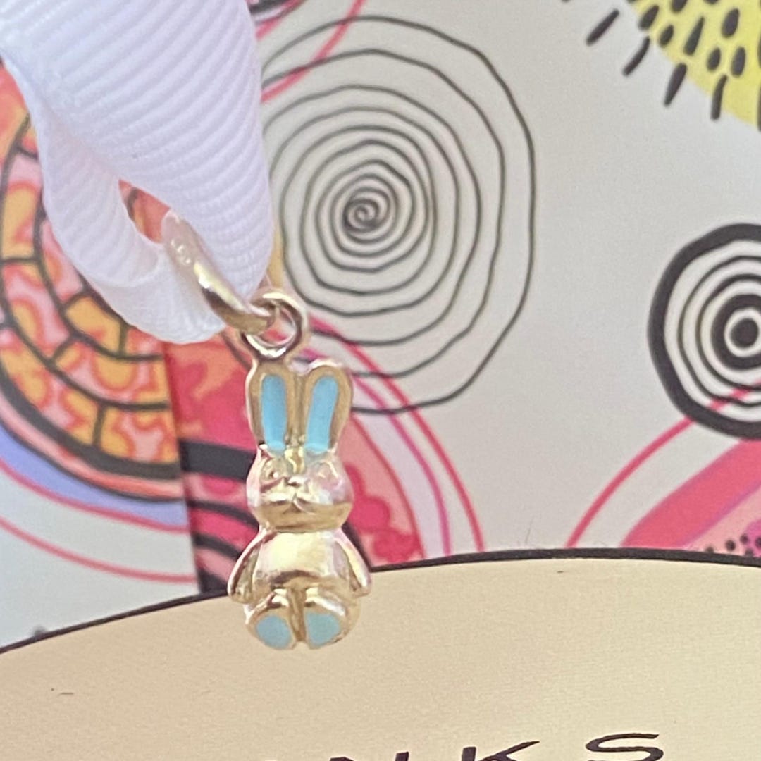 New! Links of London Sterling Silver Bunny Rabbit Charm With Pale Blue ...