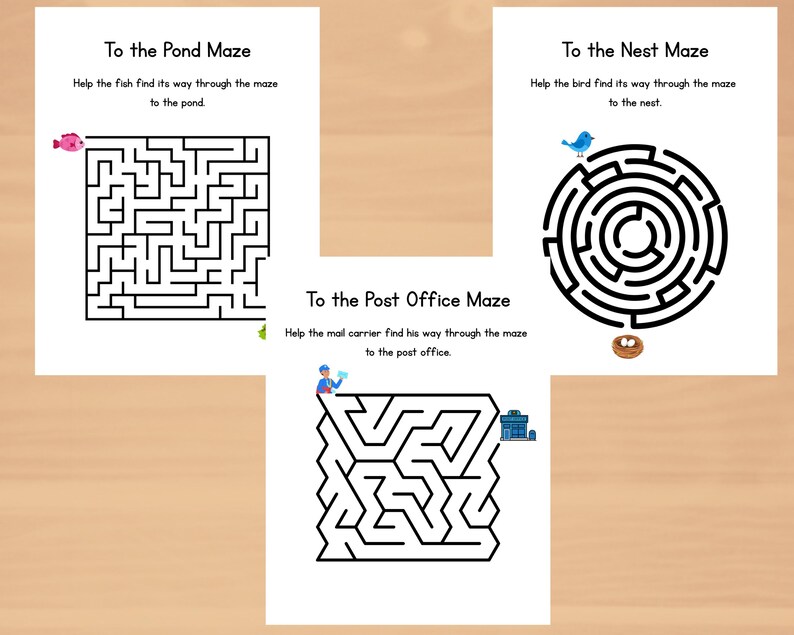 Kids Printable Maze Game Puzzle Worksheets for Critical Thinking and ...