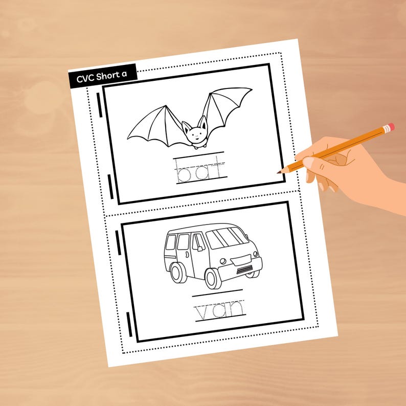 CVC Words Short Vowel Worksheets Phonics Writing Coloring Practice ...