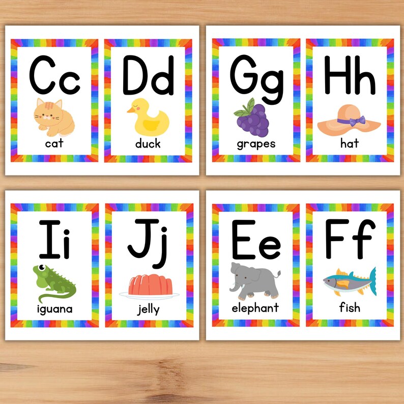 Printable Alphabet Flashcards for Kids Educational ABC Learning Cards ...