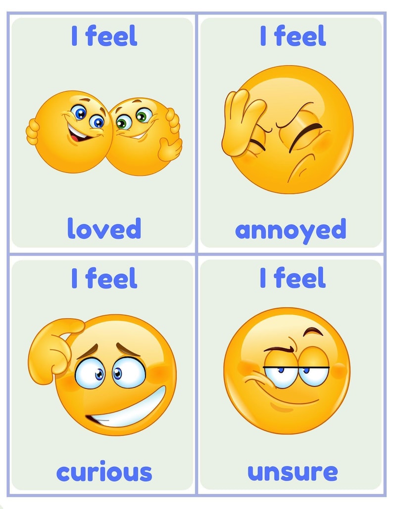 Feelings Flashcards for Kids: Printable Emoji Cards to Learn Emotions ...