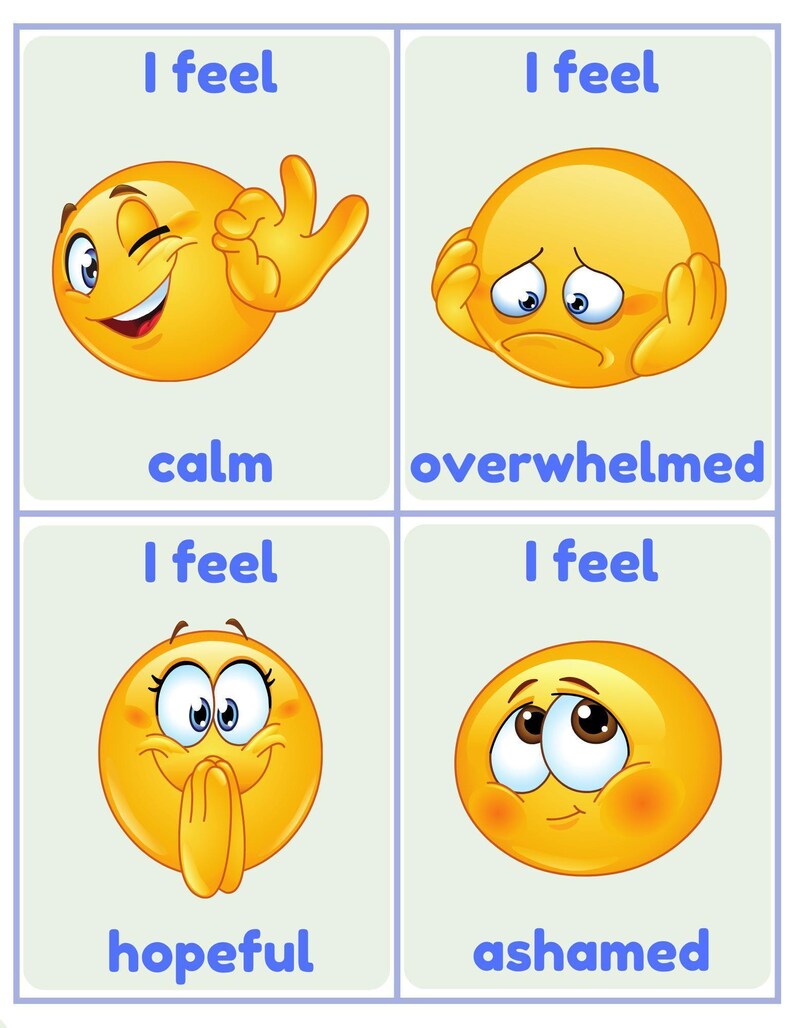 Feelings Flashcards for Kids: Printable Emoji Cards to Learn Emotions ...