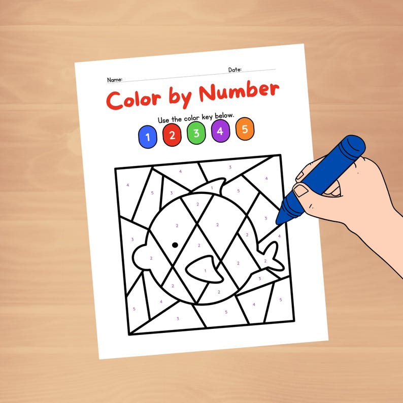 Color by Number Worksheets: Fine Motor Skill Practice (PDF Download) - Etsy