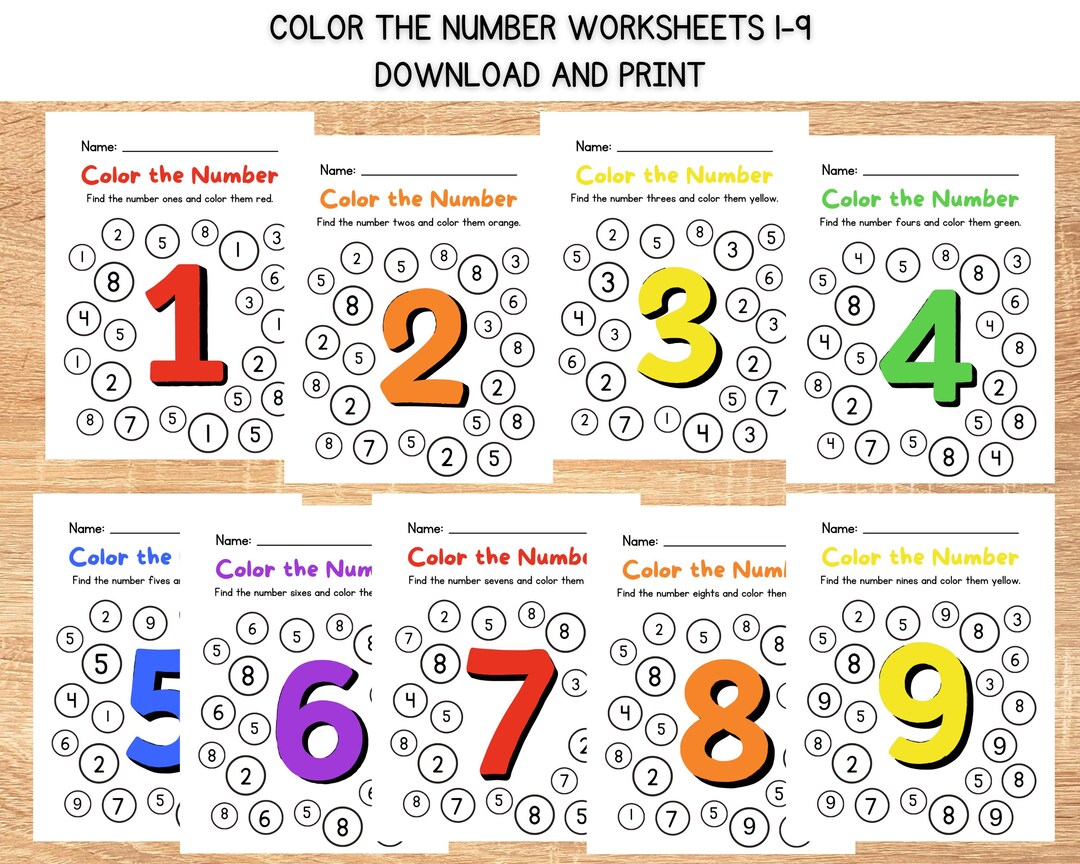 Printable Color the Number Kids Worksheets Homeschool Number ...