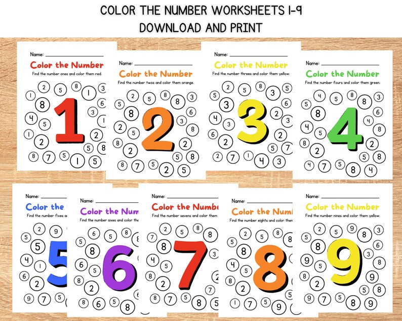 Printable Color the Number Kids Worksheets Homeschool Number ...