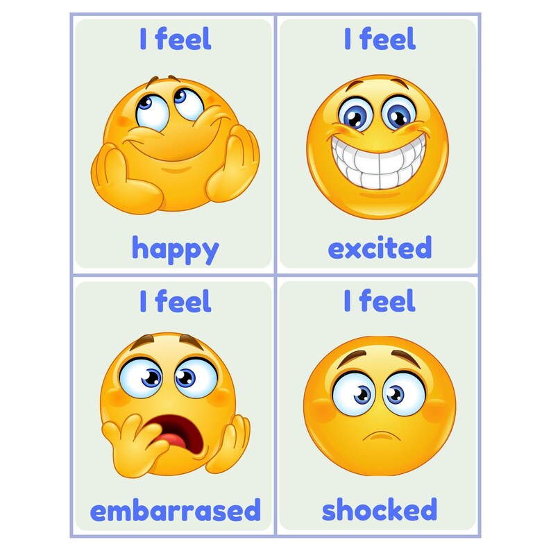 Feelings Flashcards for Kids: Printable Emoji Cards to Learn Emotions ...