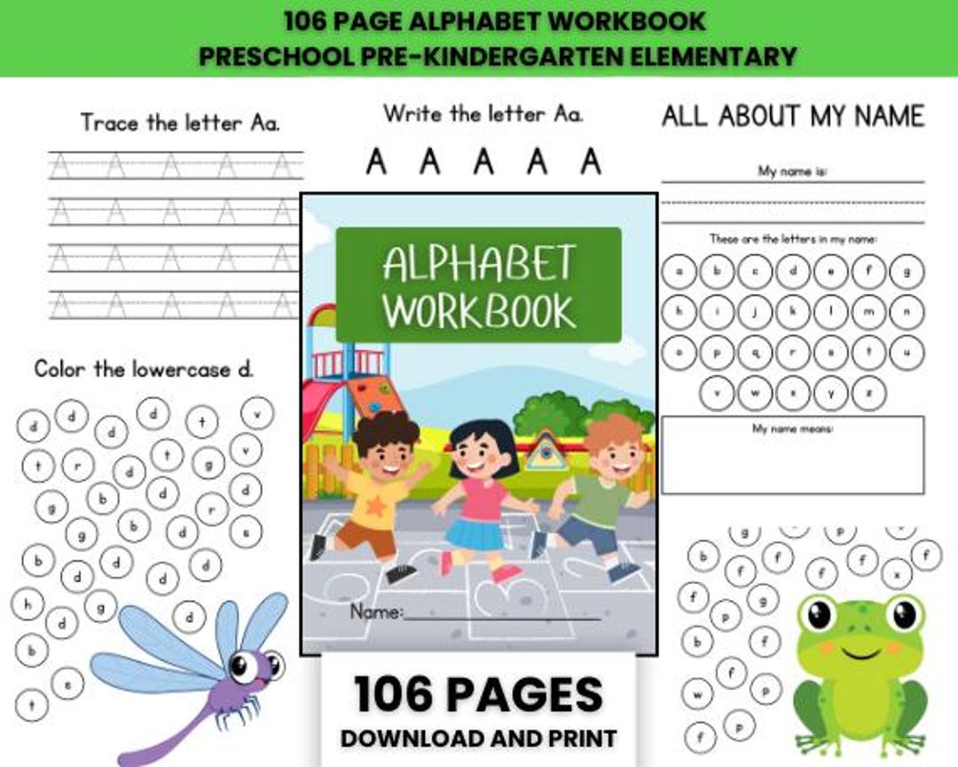 Alphabet Workbook Writing Letter Practice Printable Worksheets for ...