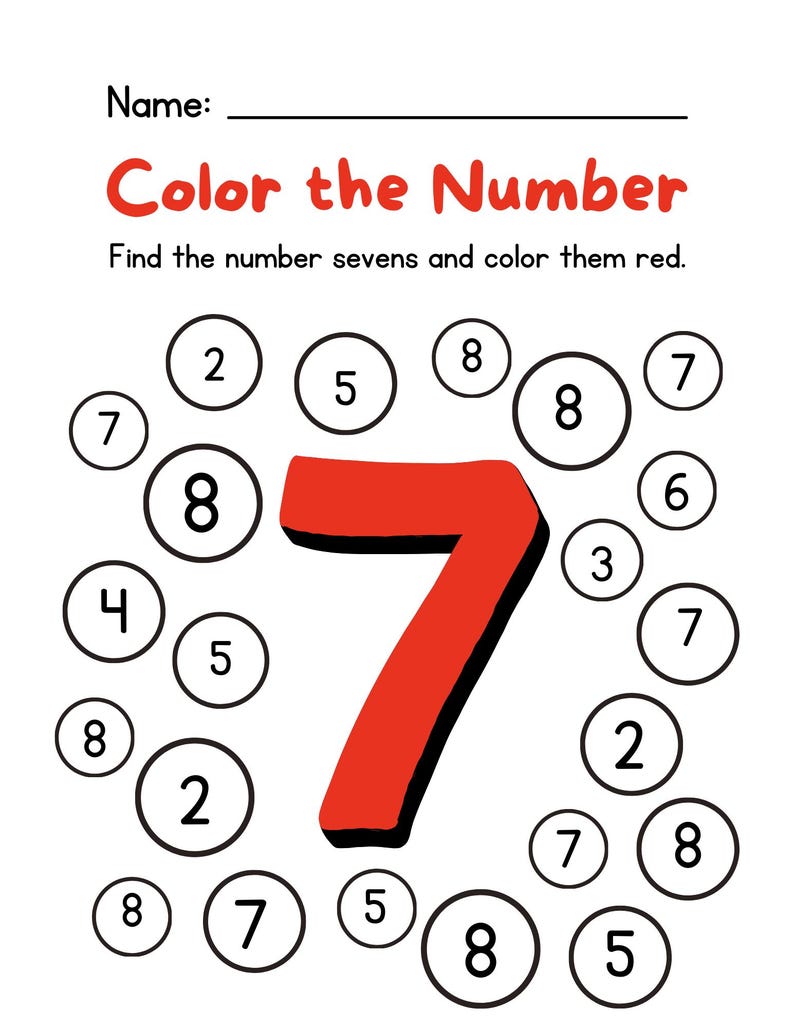 Find and Color the Number Printable Worksheets Preschool Pre-k and ...