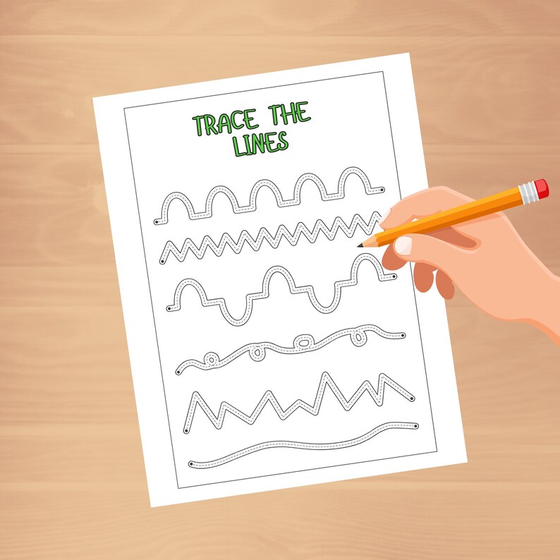 Tracing Shapes and Lines Worksheets for Preschool Pre-kindergarten and ...