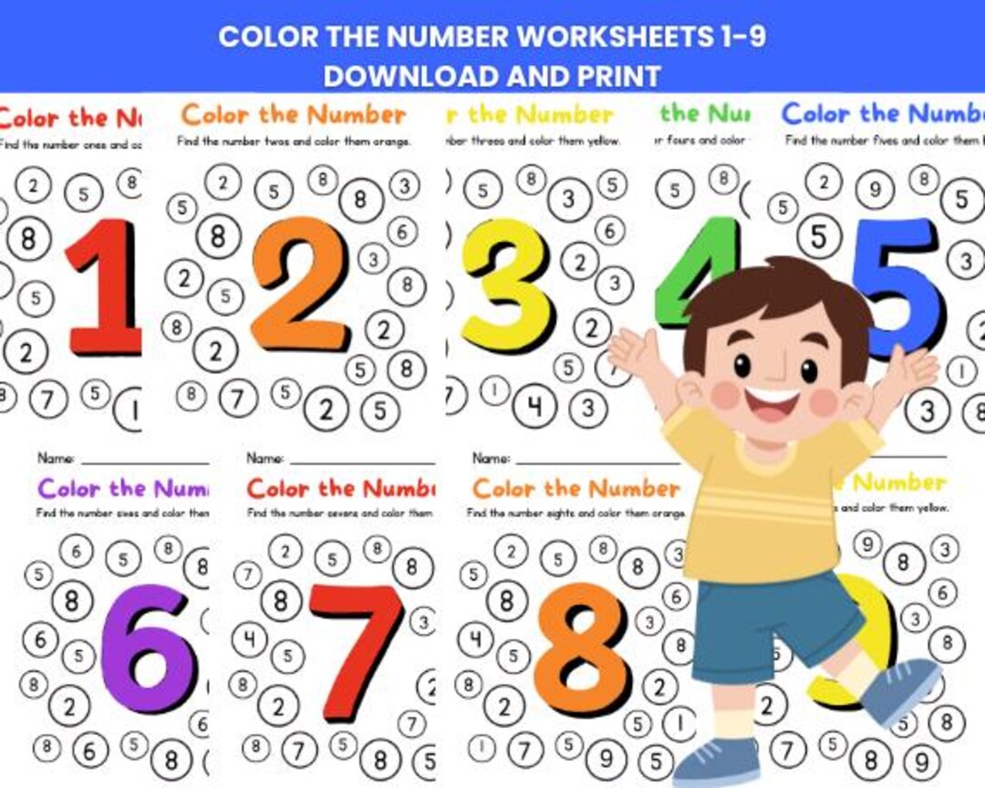 Find and Color the Number Printable Worksheets Preschool Pre-k and ...