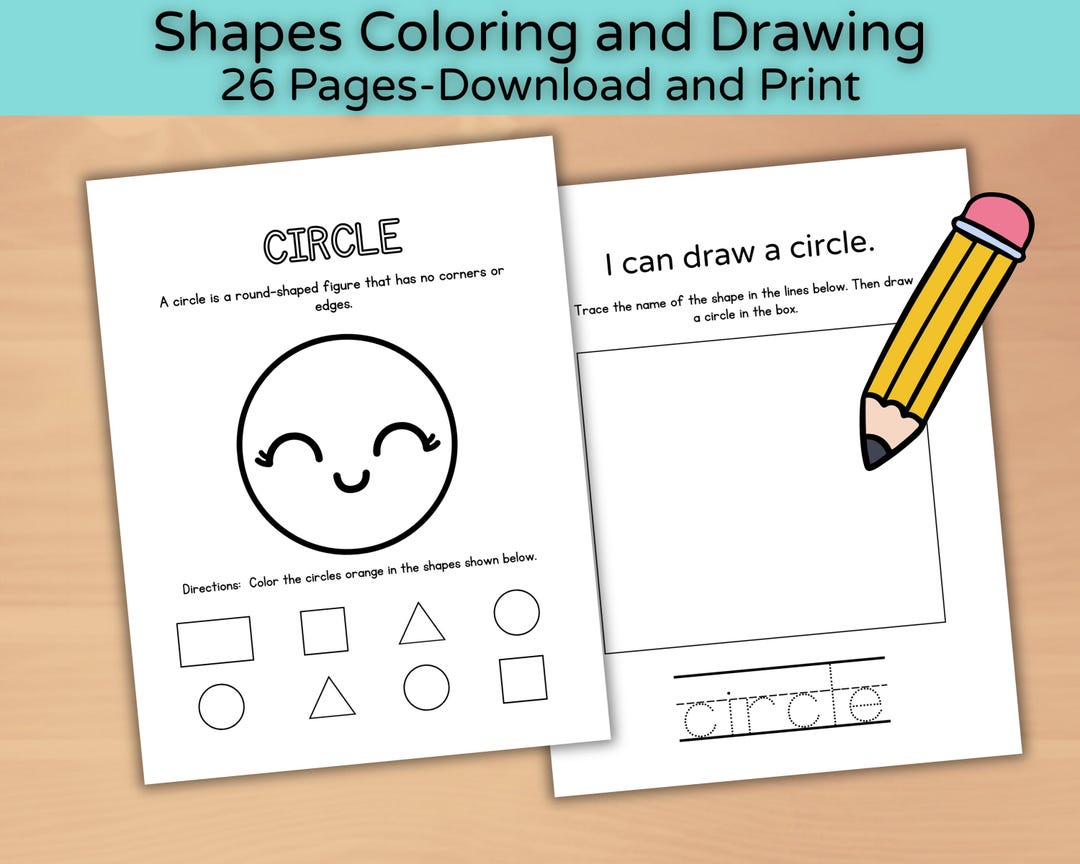 Printable Shapes Coloring Drawing and Tracing Practice Pages for ...