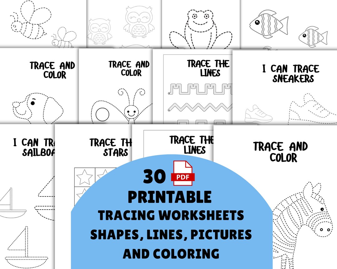 Tracing Shapes & Lines Coloring Worksheets: Fine Motor Skills Practice ...