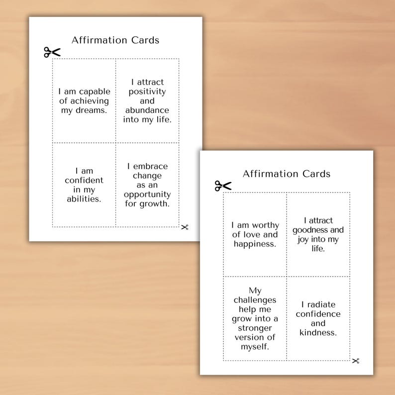 Self-love Affirmation Cards: Daily Positive Mindset (printable PDF Set ...