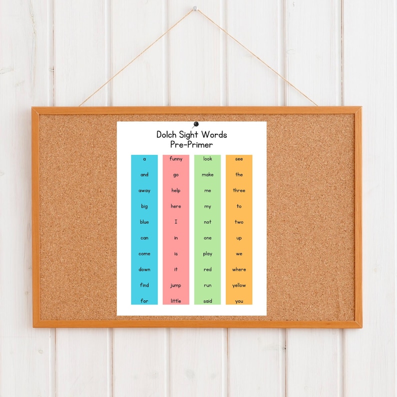 Dolch Sight Word Lists Pre-primer Primer First Second Third Grades for ...