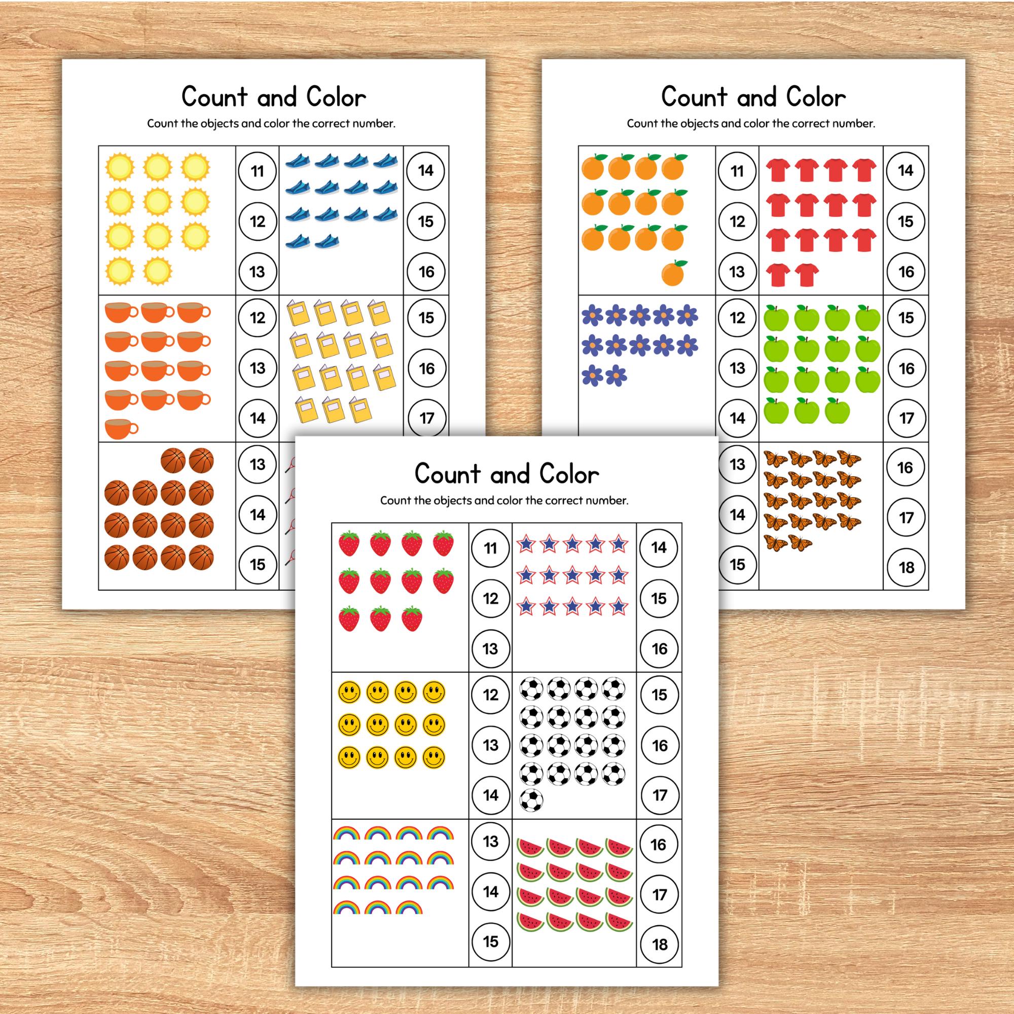 Counting Printable Worksheets for Preschool and Kindergarten With Count ...