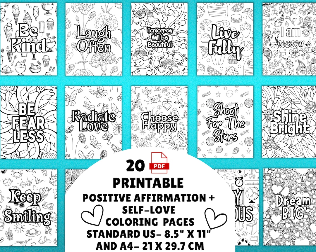 Self-love Affirmation Coloring Pages: Kids Confidence Building Activity ...