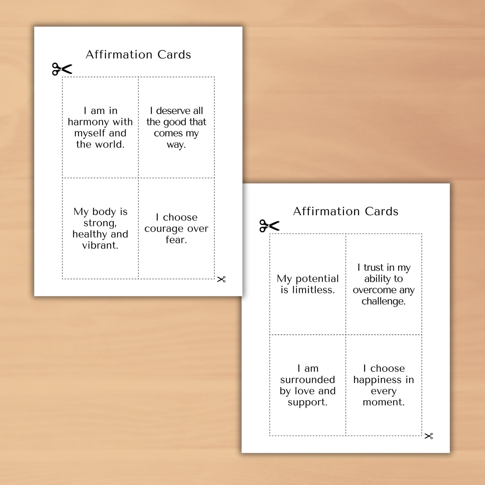Self-love Affirmation Cards: Daily Positive Mindset (printable PDF Set ...