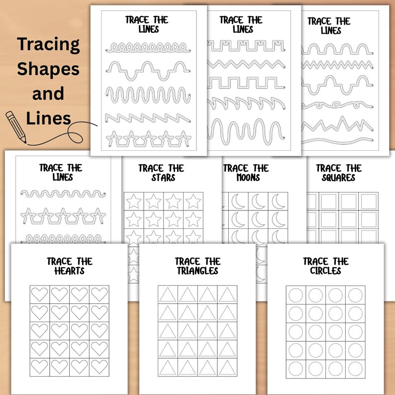 Tracing Shapes & Lines Coloring Worksheets: Fine Motor Skills Practice ...