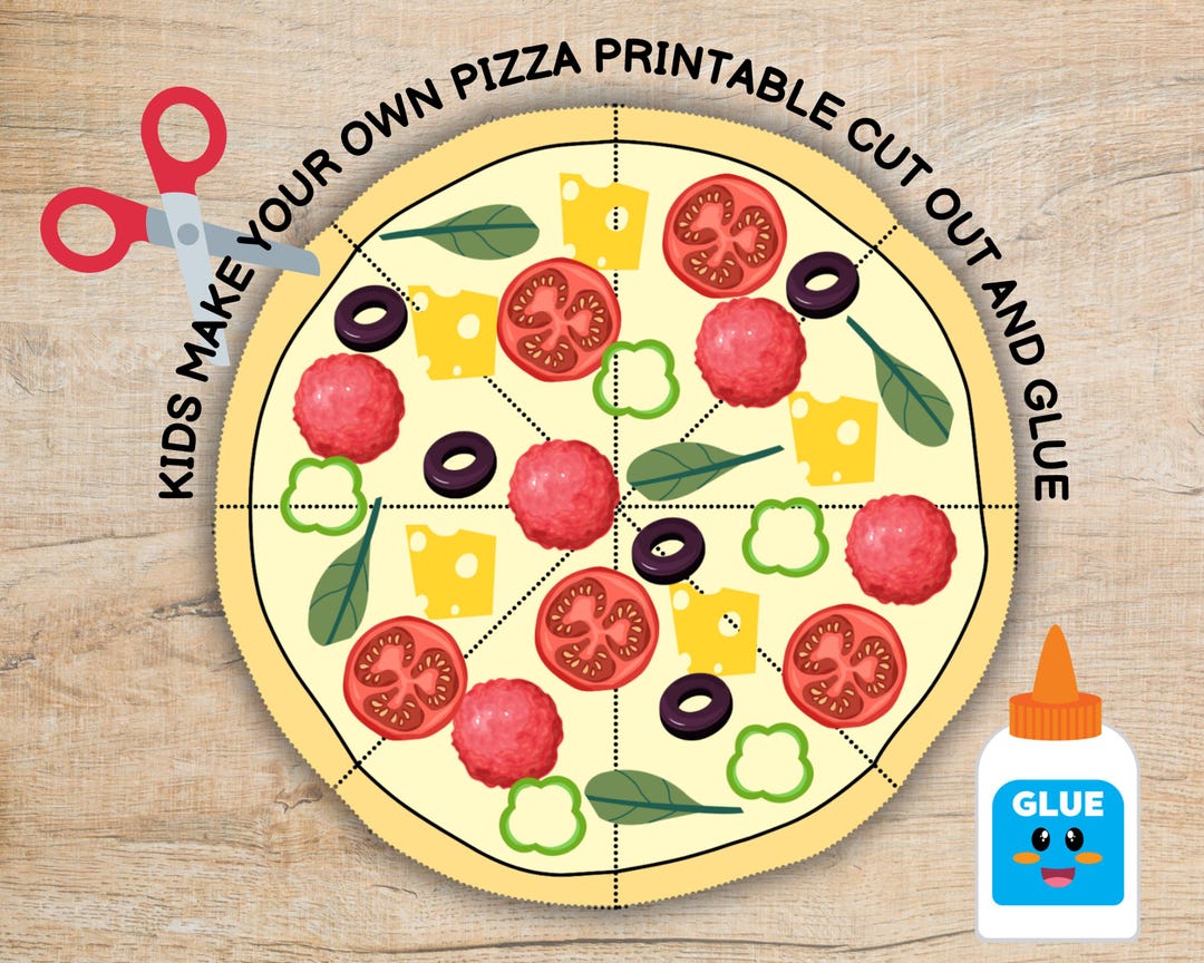 Pizza Cut Out and Glue Worksheet for Kids - Scissor Practice & Fine ...