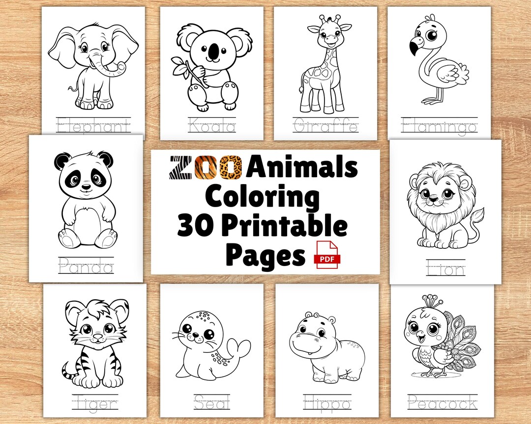 Zoo Animals Printable Coloring Pages for Kids Weekend Travel Summer ...