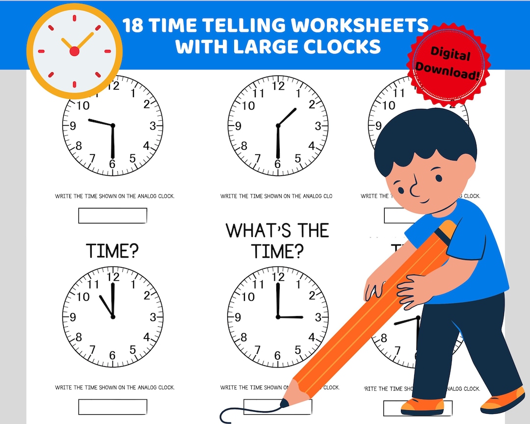 Telling Time Analog Clock Practice Worksheets for Elementary School ...