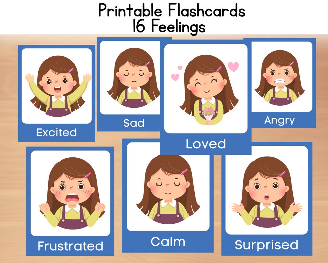 Printable Feelings Flashcards for Kids to Learn and Recognize Emotions ...