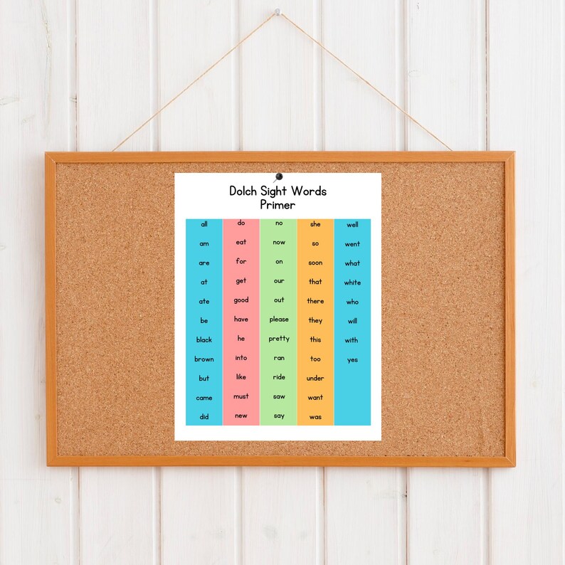 Dolch Sight Word Lists Pre-primer Primer First Second Third Grades for ...