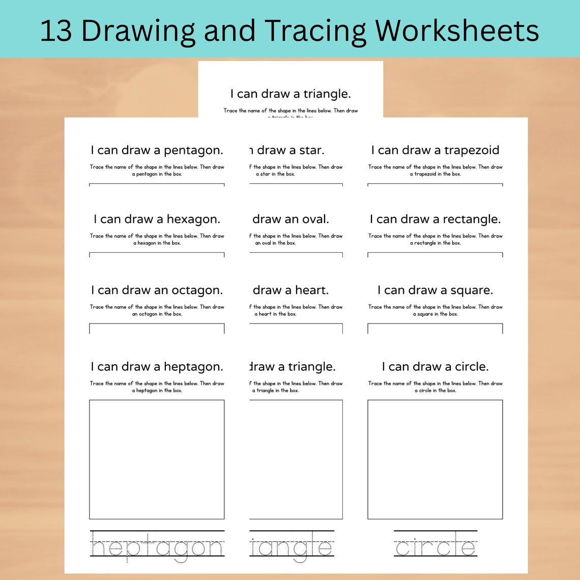 Learn Shapes Kids Worksheets: Tracing, Coloring, Scissors Practice (PDF ...