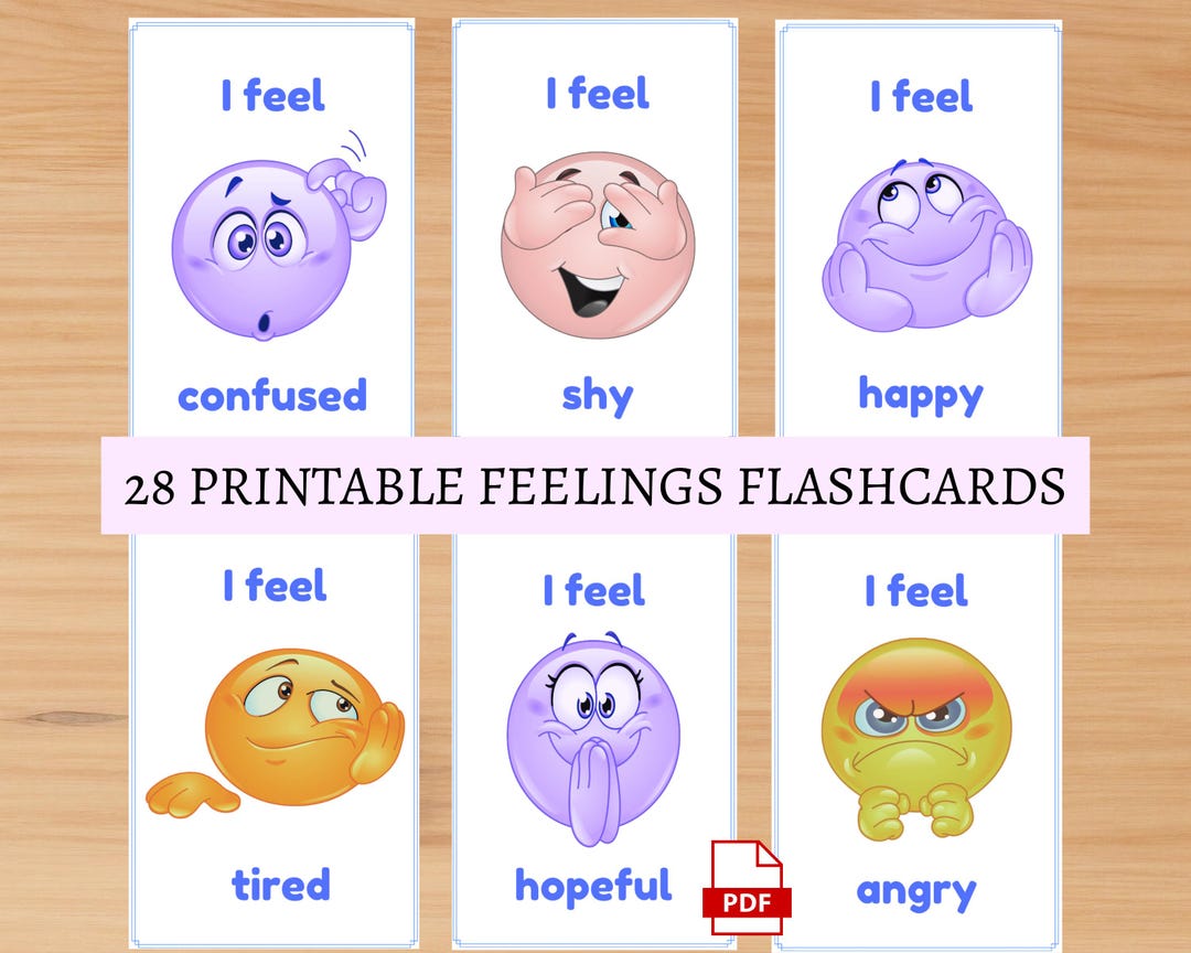 Feelings Emoji Faces Printable Flashcards to Help Kids Learn How to ...
