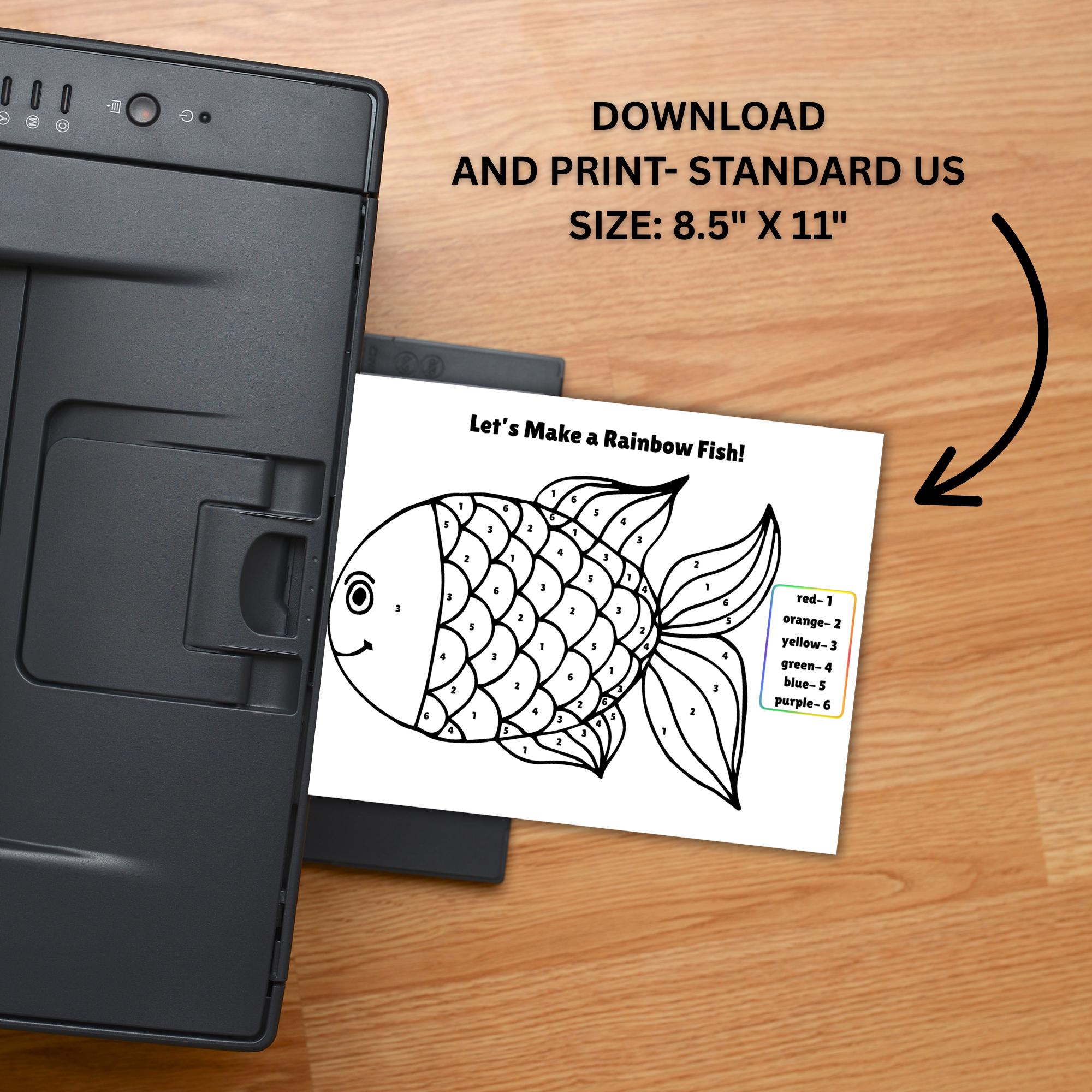 Rainbow Fish Color by Number: Printable Kids Activity (PDF Download) - Etsy