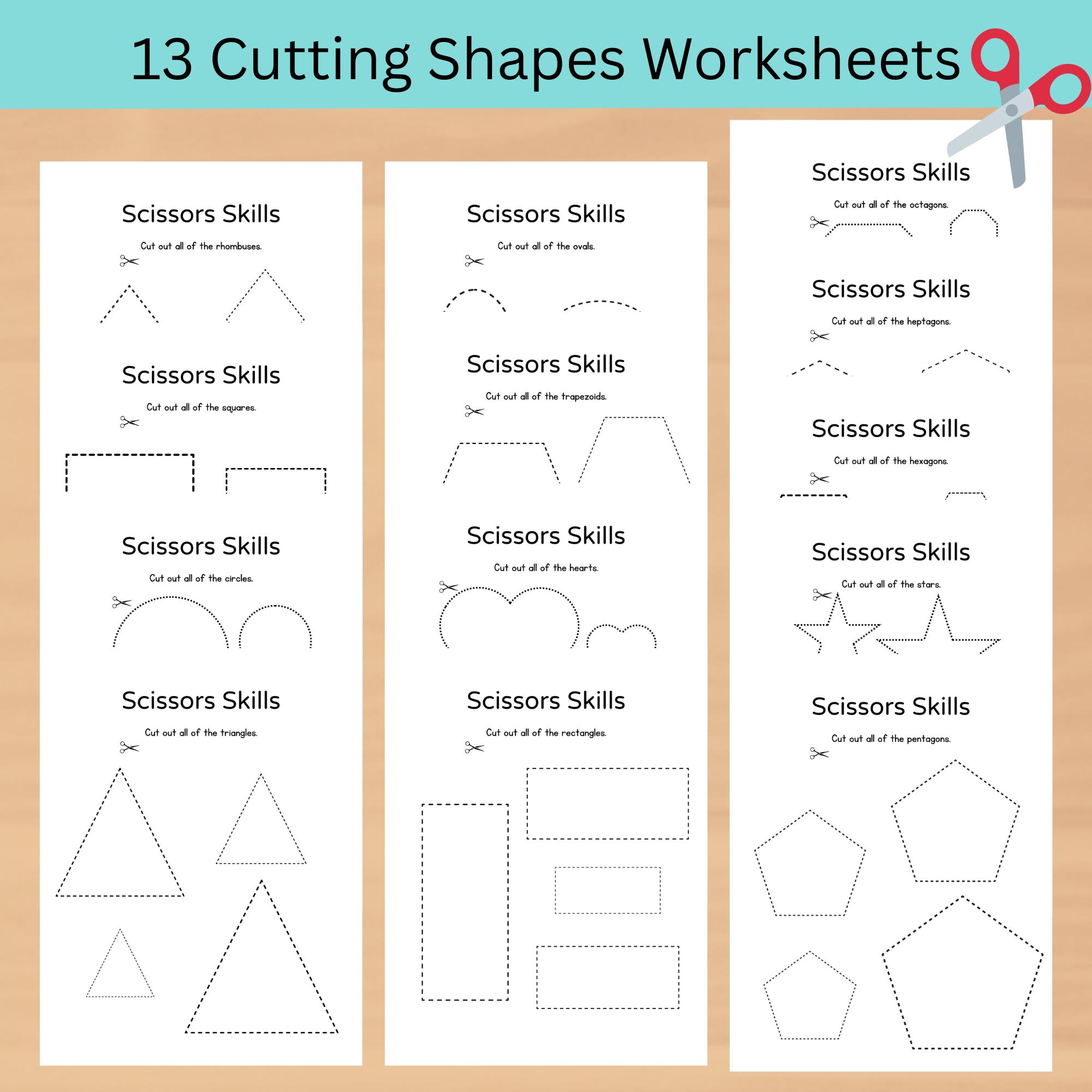 Learn Shapes Kids Worksheets: Tracing, Coloring, Scissors Practice (PDF ...