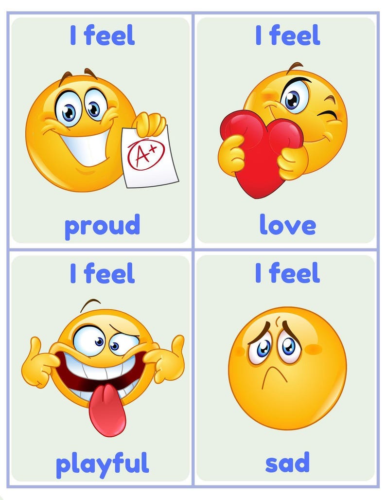 Feelings Flashcards for Kids: Printable Emoji Cards to Learn Emotions ...