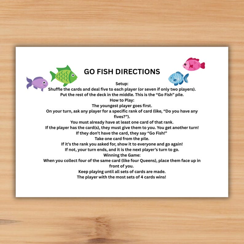 Go Fish Printable Card Game for Kids - Fun Family and Educational ...