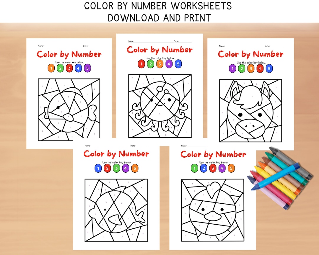 Color by Number Printable Sheets for Preschool Pre-k and Early Primary ...