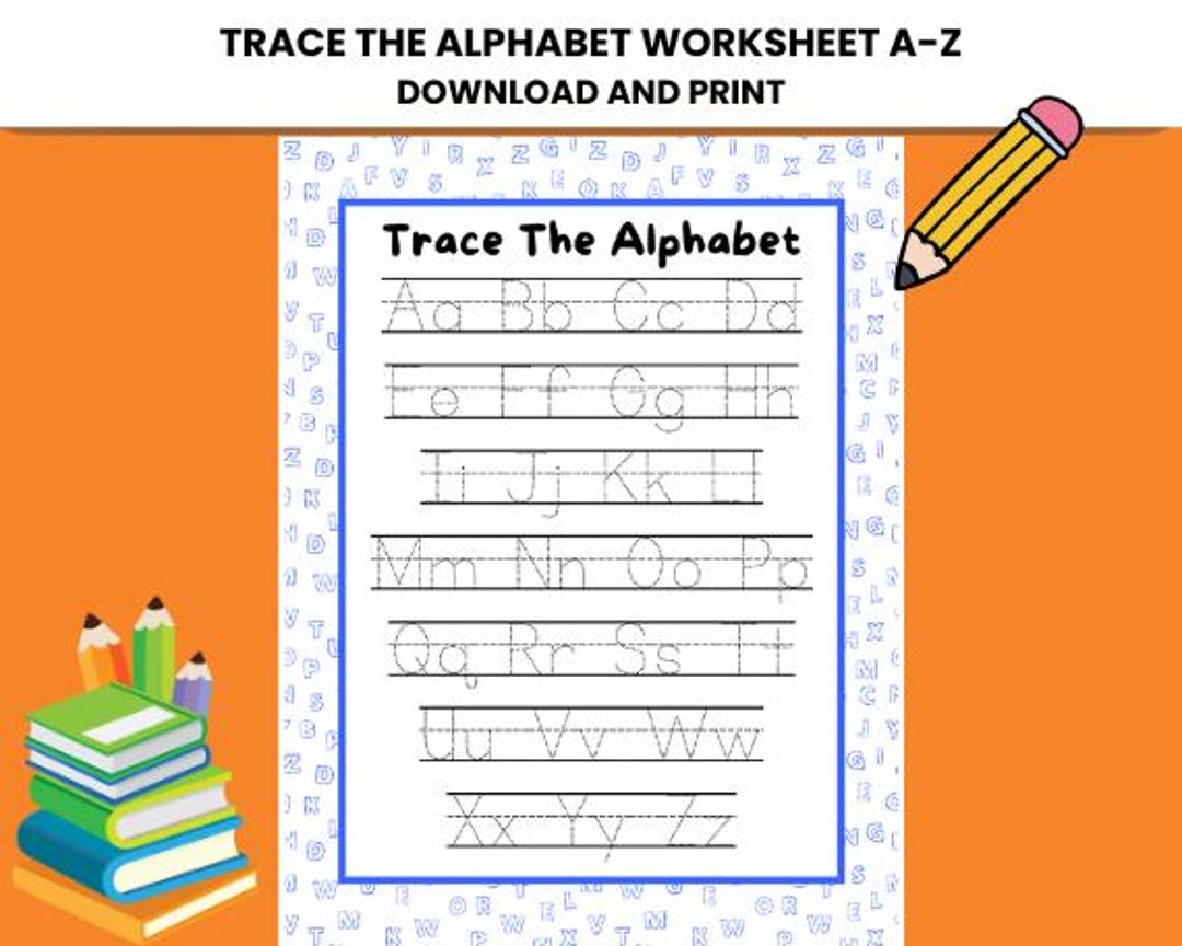 Traceable Alphabet Printable Worksheet for Preschool Pre-k and Early ...