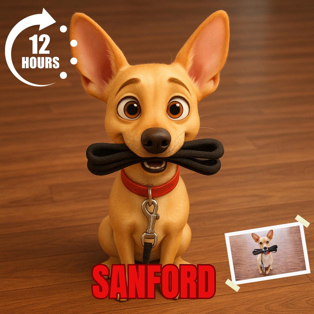 Pixar Pet Portrait From Photo, Custom Pixar Pet Poster, Custom Animated ...