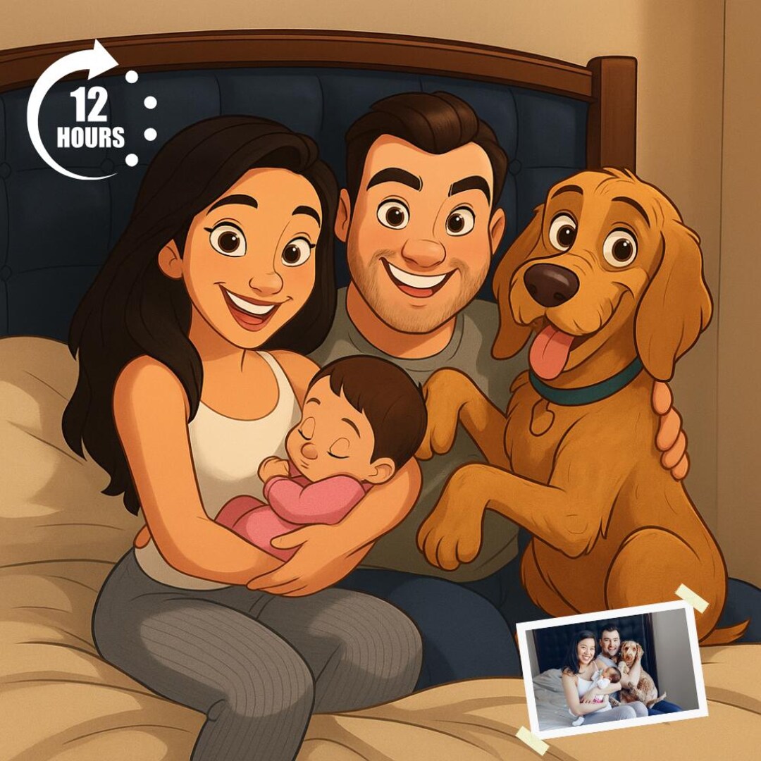 Custom Cartoon Portrait, Cartoon Pixar Style Portrait From Photo ...