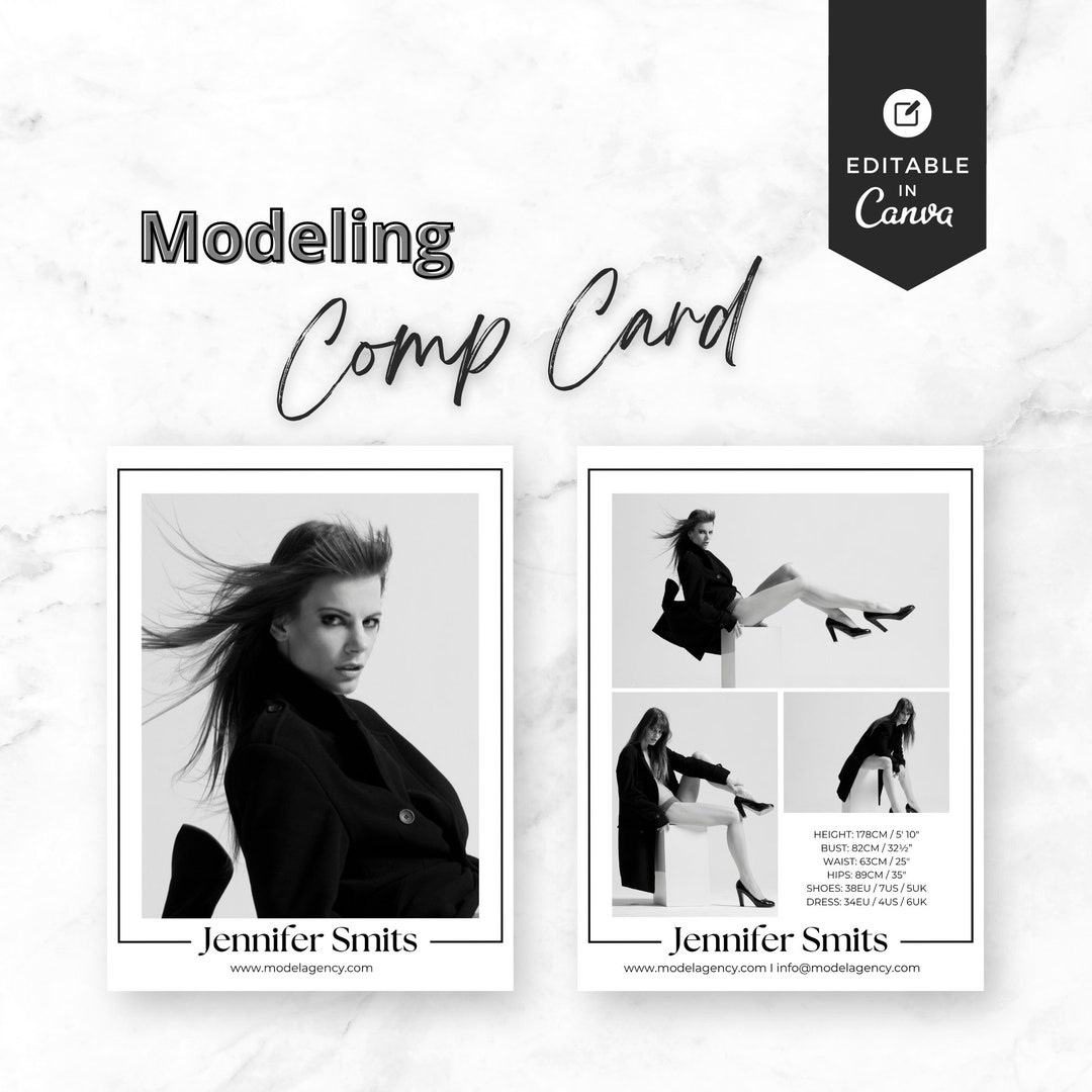 Model Card I Canva I Template Mannequin Zed Card Model Portfolio I Comp ...